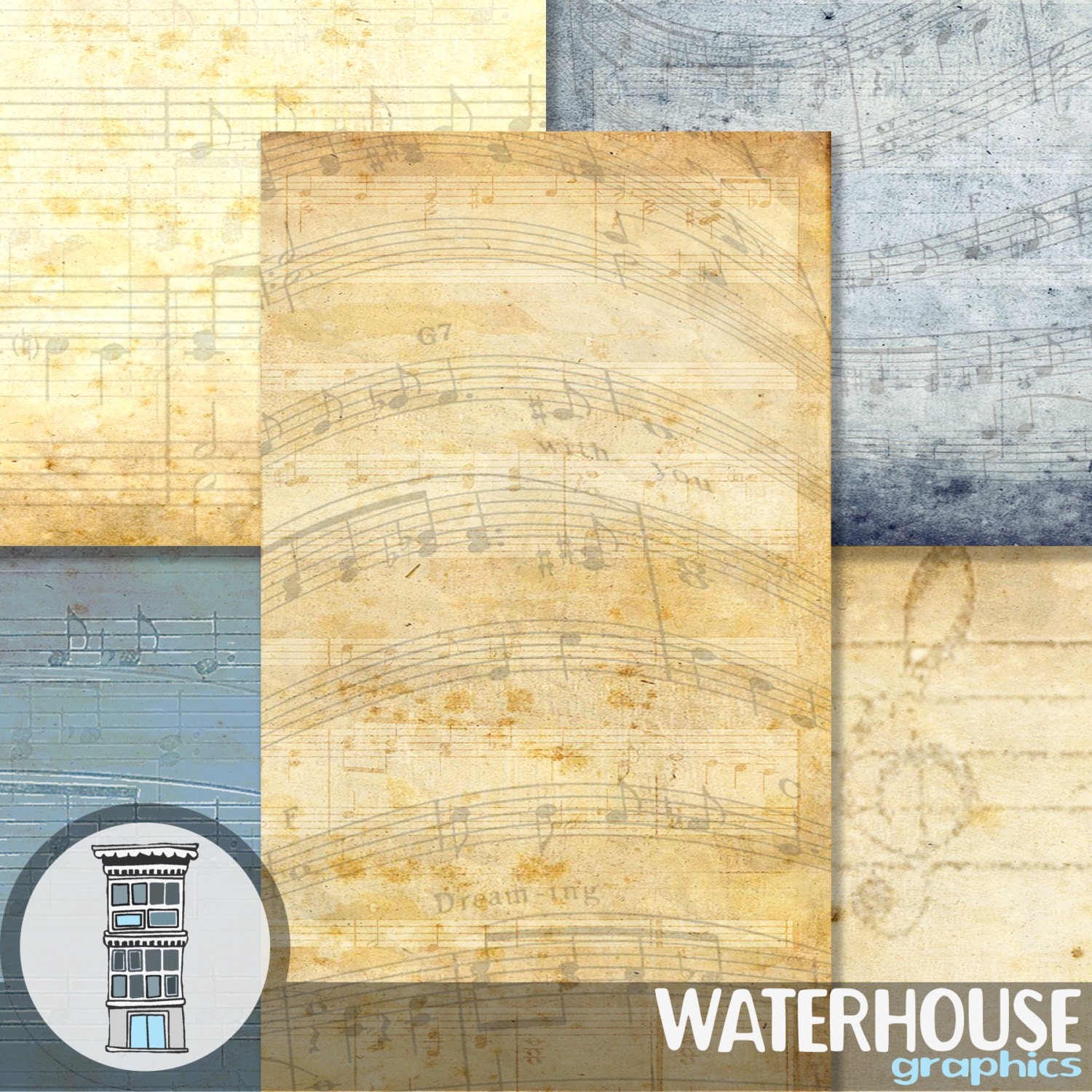 DIGITAL PAPER PACK Distressed Music Notes With Antique Appeal - Etsy
