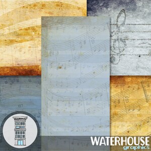 DIGITAL PAPER PACK Distressed Music Notes With Antique Appeal Instant ...