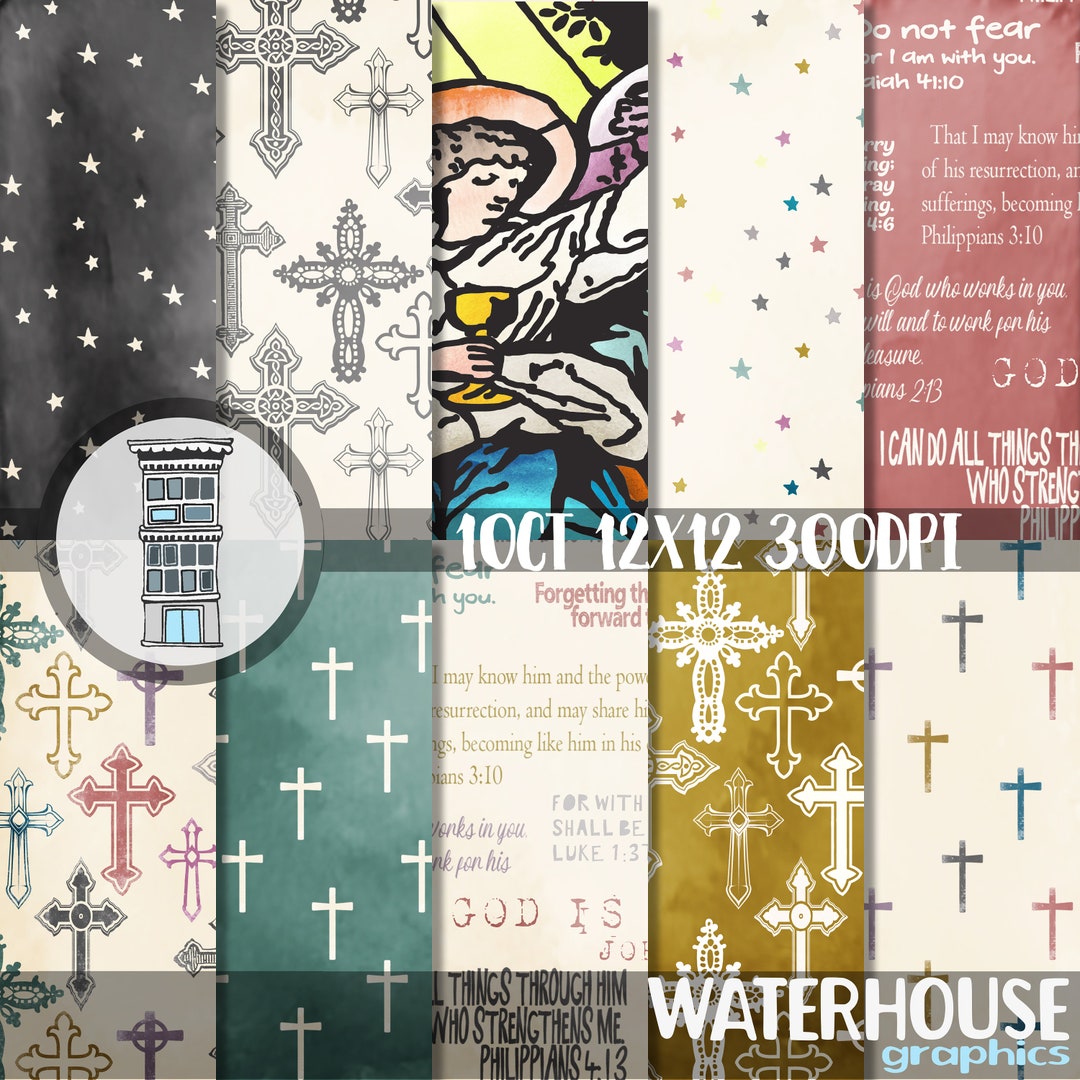 Religious Digital Paper Pack INSTANT DOWNLOAD Bible Watercolor Digital ...