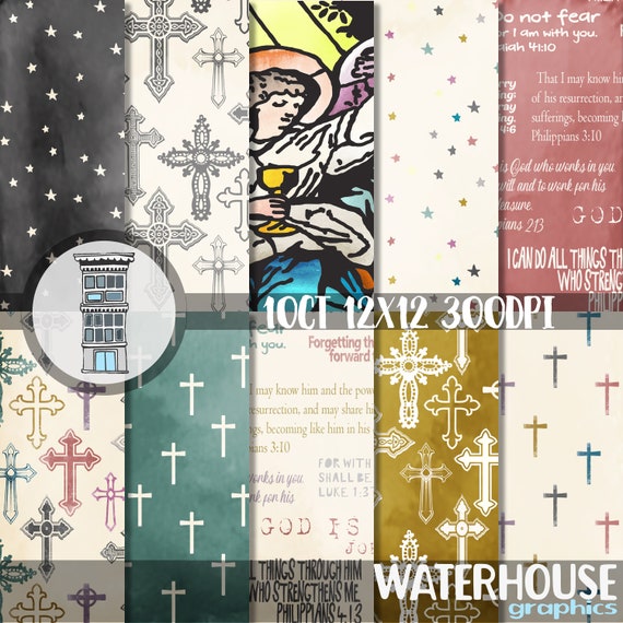 Religious Digital Paper Pack INSTANT DOWNLOAD Bible Watercolor | Etsy