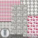 Digital Valentine Paper Pack INSTANT DOWNLOAD Gray, Red & Pink Hearts ...
