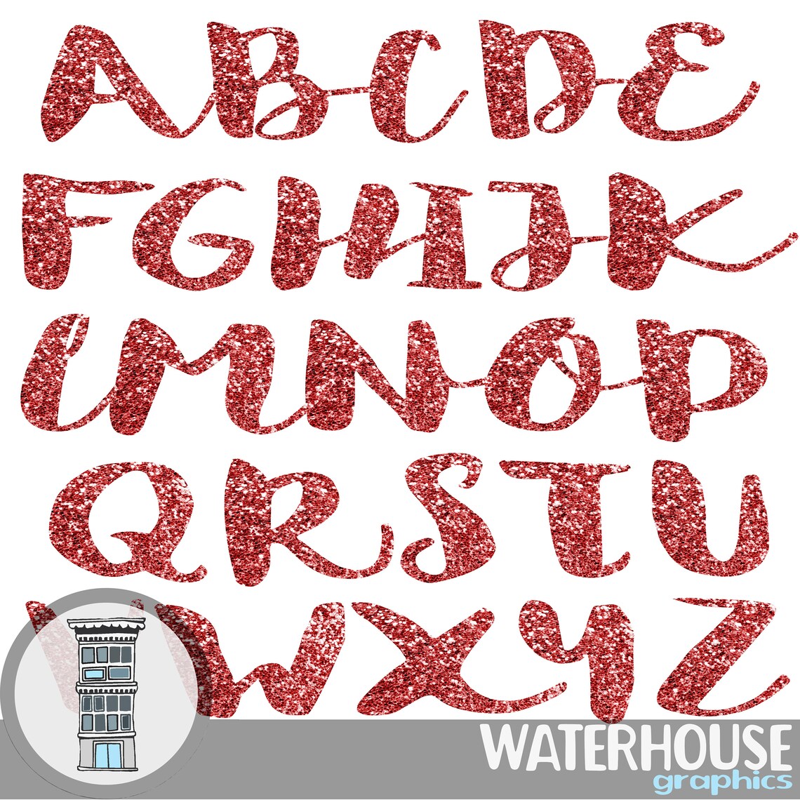 RED Sparkle Glitter Alphabet Clip Art Instant Digital - Etsy
