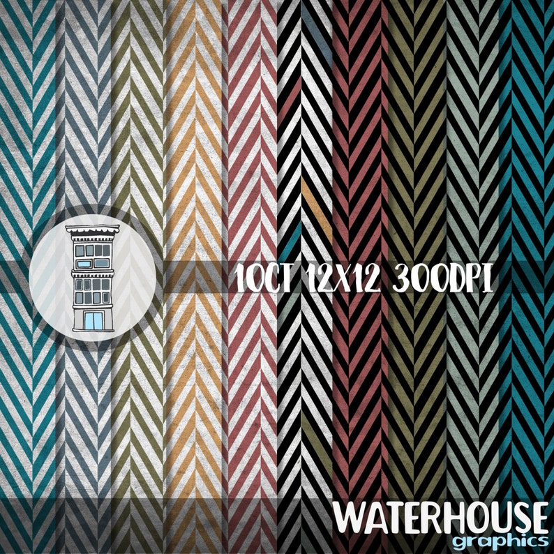 Herringbone Digital Paper With Aged Texture for Digital Scrapbooking ...