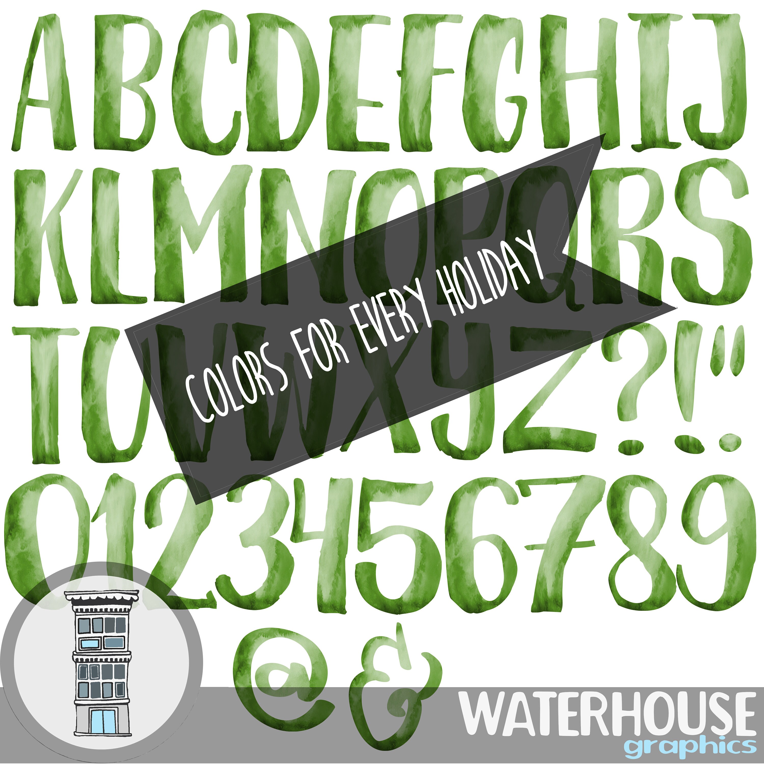 Digital Clipart Watercolor Bundle Pack Letters Numbers and - Etsy Canada