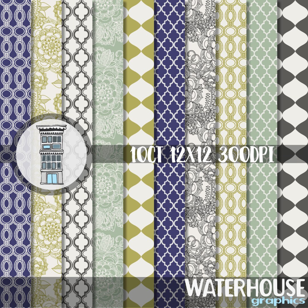 Digital Moroccan PAPER PACK Instant Download Quatrefoil Floral Moroccan ...