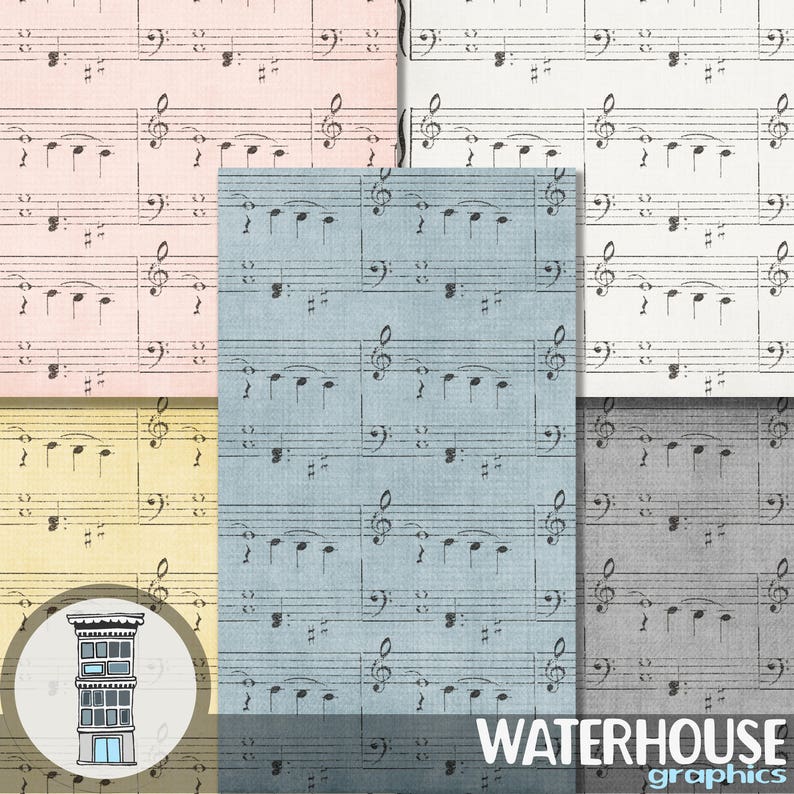 Musical DIGITAL PAPER PACK Cream Gray Olive Smokey Blue Distressed ...