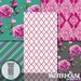 Pink Turquoise Digital PAPER PACK Instant Download Bright Pink Peonies ...