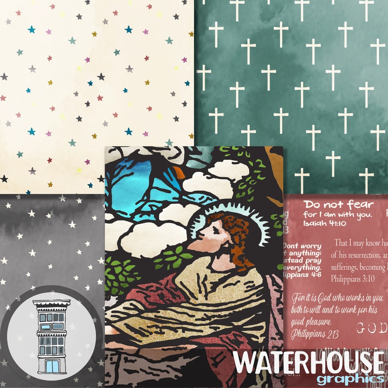 Religious Digital Paper Pack INSTANT DOWNLOAD Bible Watercolor | Etsy