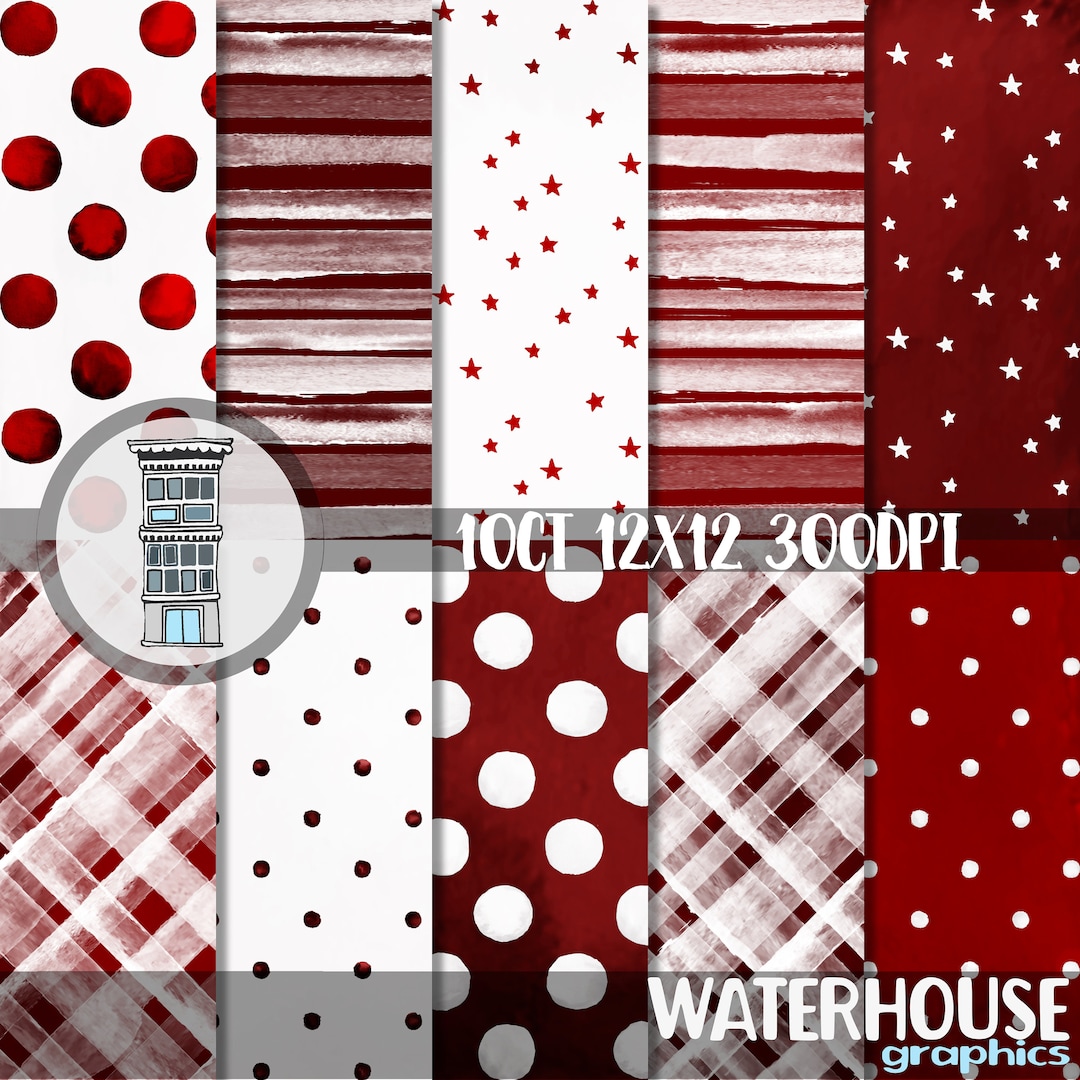 RED Watercolor Digital Paper Pack Instant Digital DOWNLOAD Scarlet Red ...