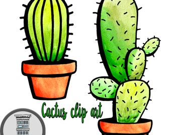 CACTUS Clip Art Digital Hand Drawn Cacti Succulents Clipart Black ...