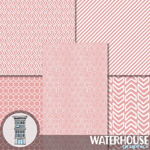 PINK Geometric Digital Paper Pack Hexagons Arrows Dark Digital ...