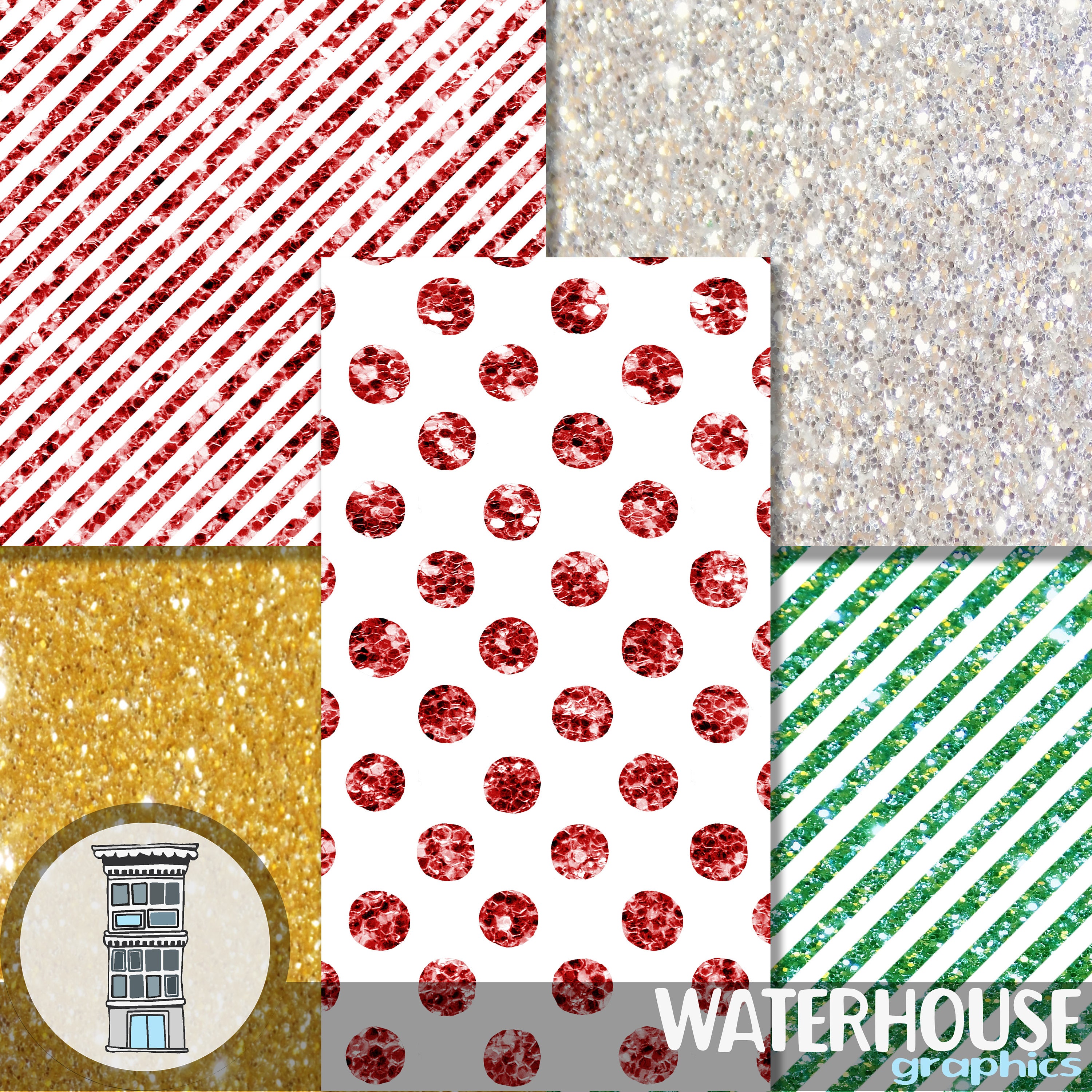 Christmas Sparkle Glitter Digital Paper Pack, Instant Download Holiday ...