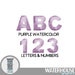 Purple Watercolor Letters Numbers Instant Digital Download PURPLE ...