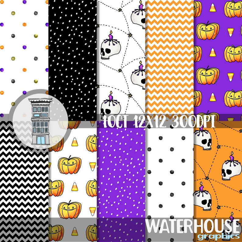 Halloween Digital Paper Pack INSTANT DOWNLOAD Hand Drawn - Etsy
