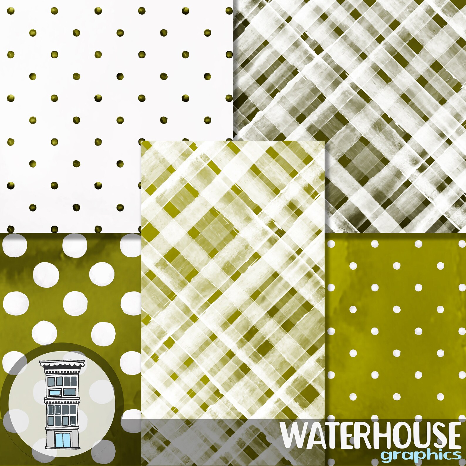 CHARTREUSE Watercolor Digital Paper Pack Instant Digital | Etsy