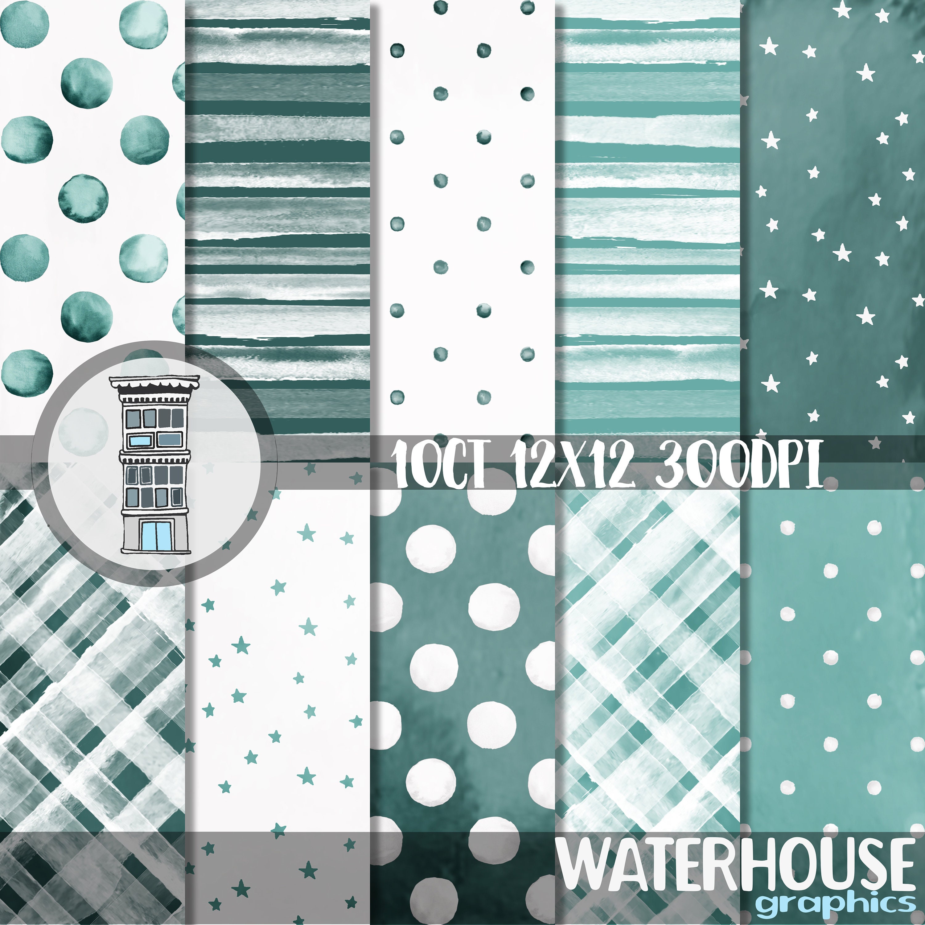 Watercolor TEAL Digital Paper Pack Instant Digital DOWNLOAD | Etsy