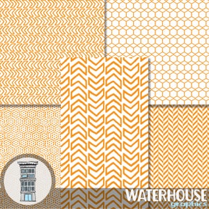 ORANGE Geometric Digital Paper Pack Hexagons Arrows Dark Digital ...
