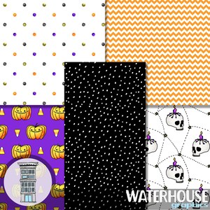 Halloween Digital Paper Pack INSTANT DOWNLOAD Hand Drawn Pumpkins ...