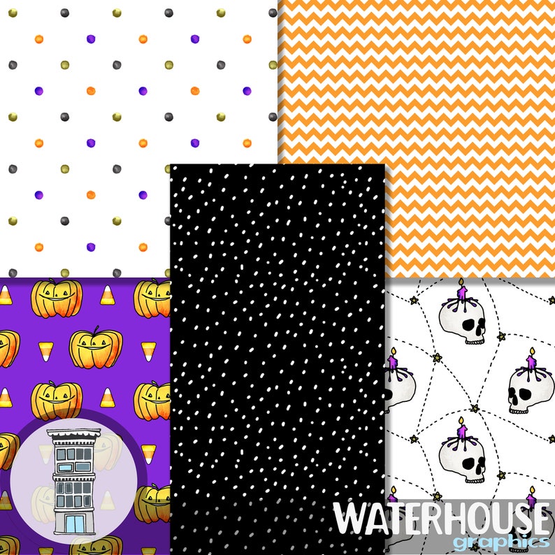 Halloween Digital Paper Pack INSTANT DOWNLOAD Hand Drawn Pumpkins ...