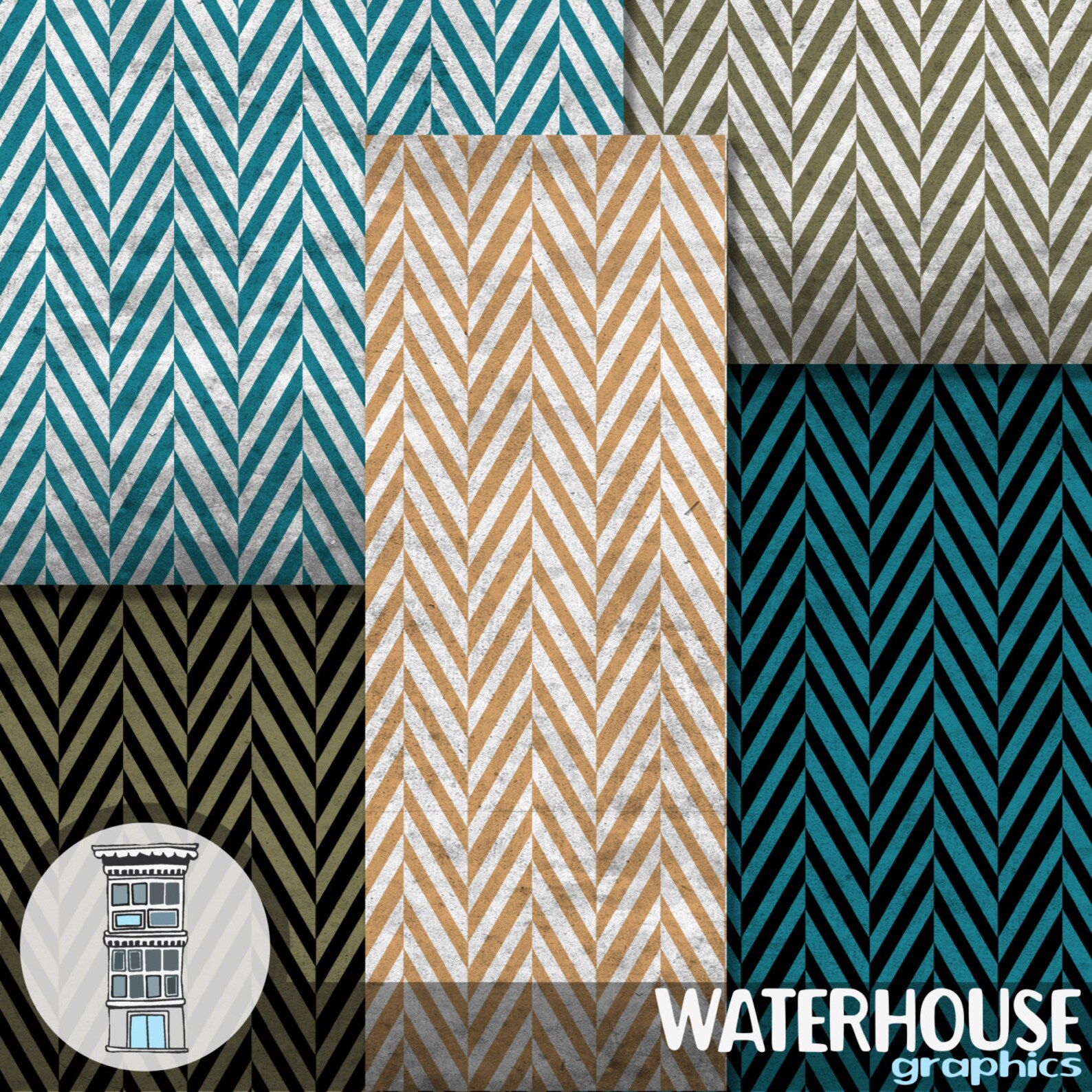 Herringbone Digital Paper With Aged Texture for Digital | Etsy