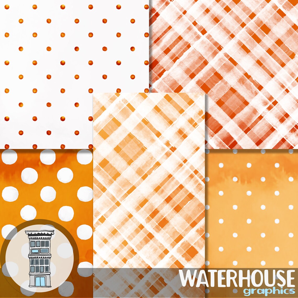 ORANGE Watercolor Digital Paper Pack Instant Digital DOWNLOAD - Etsy