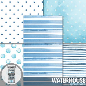 Watercolor BLUE Digital Paper Pack INSTANT Digital DOWNLOAD Blue ...