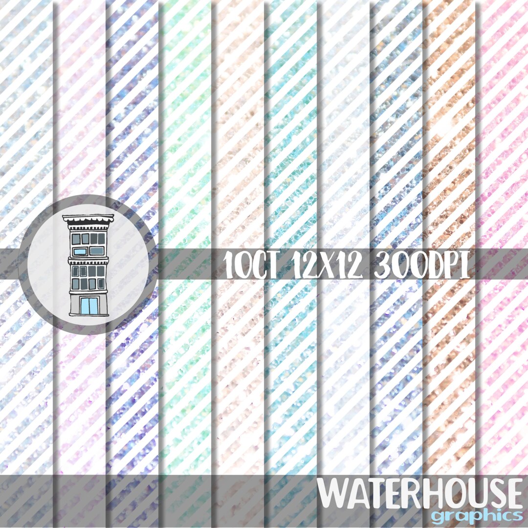 GLITTER Stripes Paper Pack INSTANT DOWNLOAD Digital Scrapbooking Papers ...