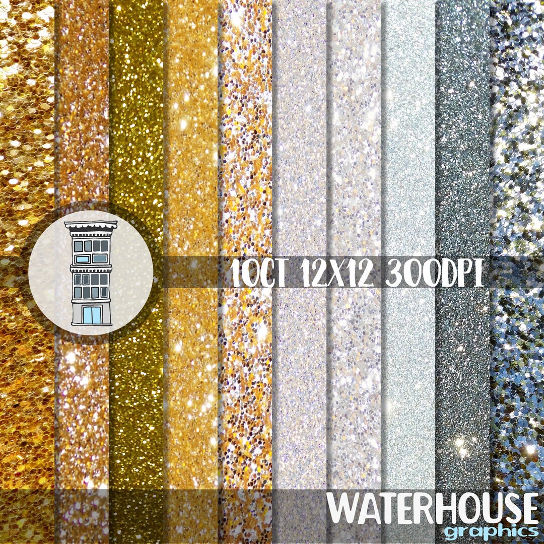 Glitter Gold & Silver Digital Paper Pack INSTANT DIGITAL DOWNLOAD ...