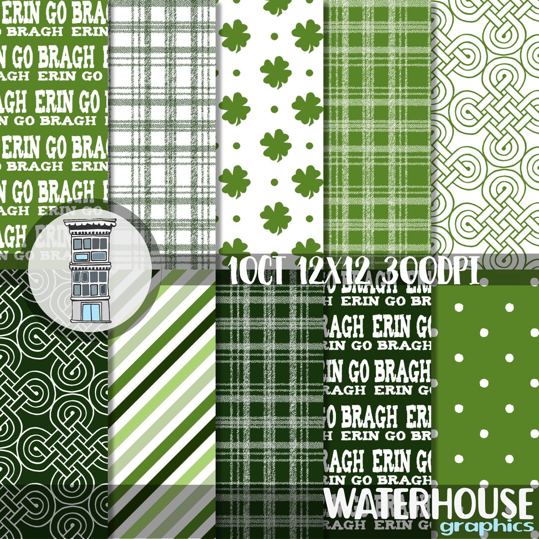St. Patricks Day Digital Paper INSTANT DOWNLOAD Erin Go Bragh Stripes ...