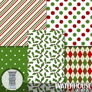Christmas Digital Paper Pack INSTANT DIGITAL DOWNLOAD Holly Snowmen Red ...