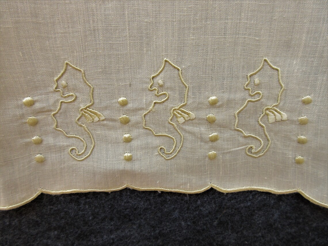 Vintage Fine Pale Yellow Madeira Linen With Hand Embroidered - Etsy