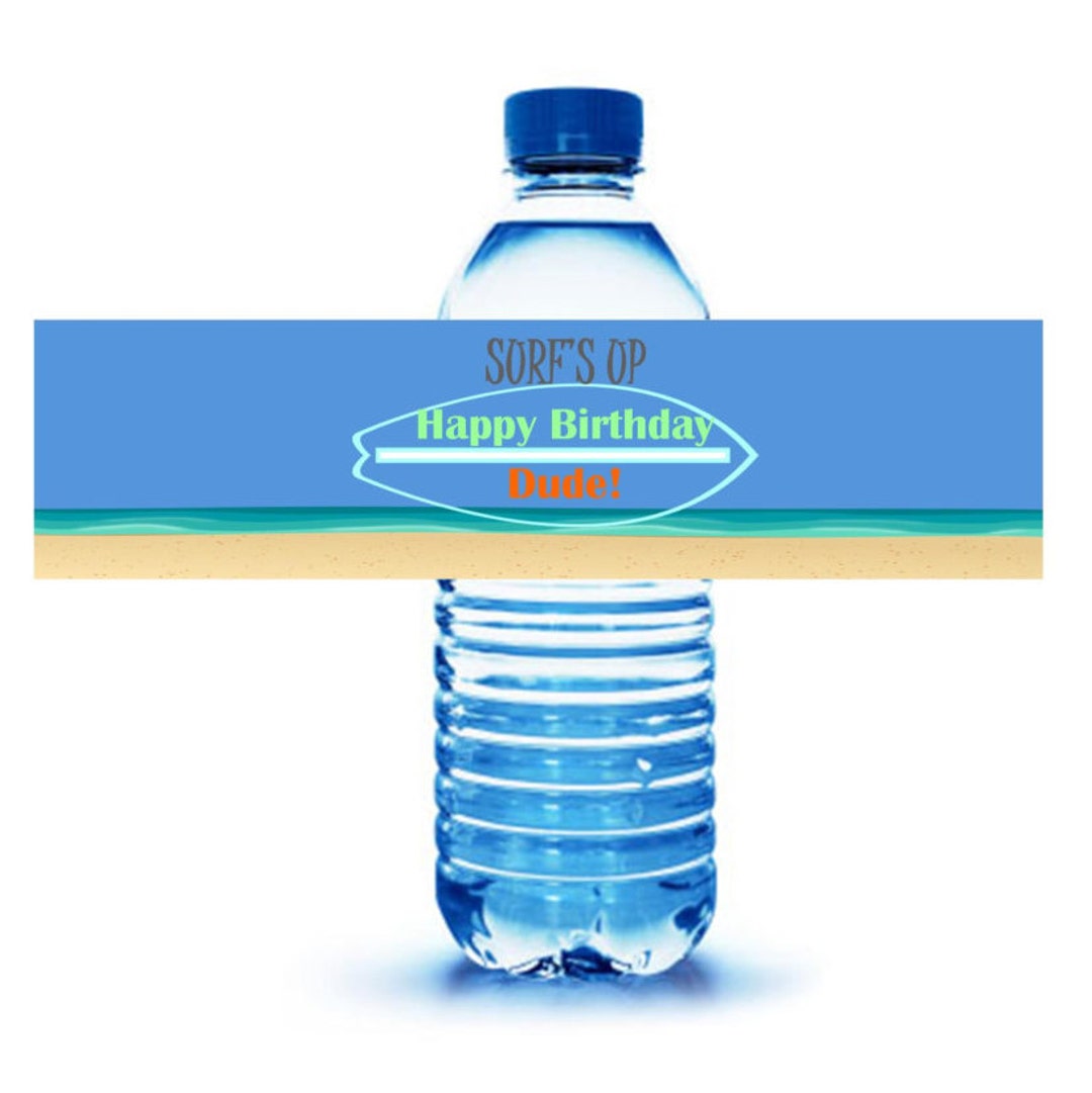 SURF THEME PARTY // Surf's up Party Labels // Water Bottle Party Labels ...