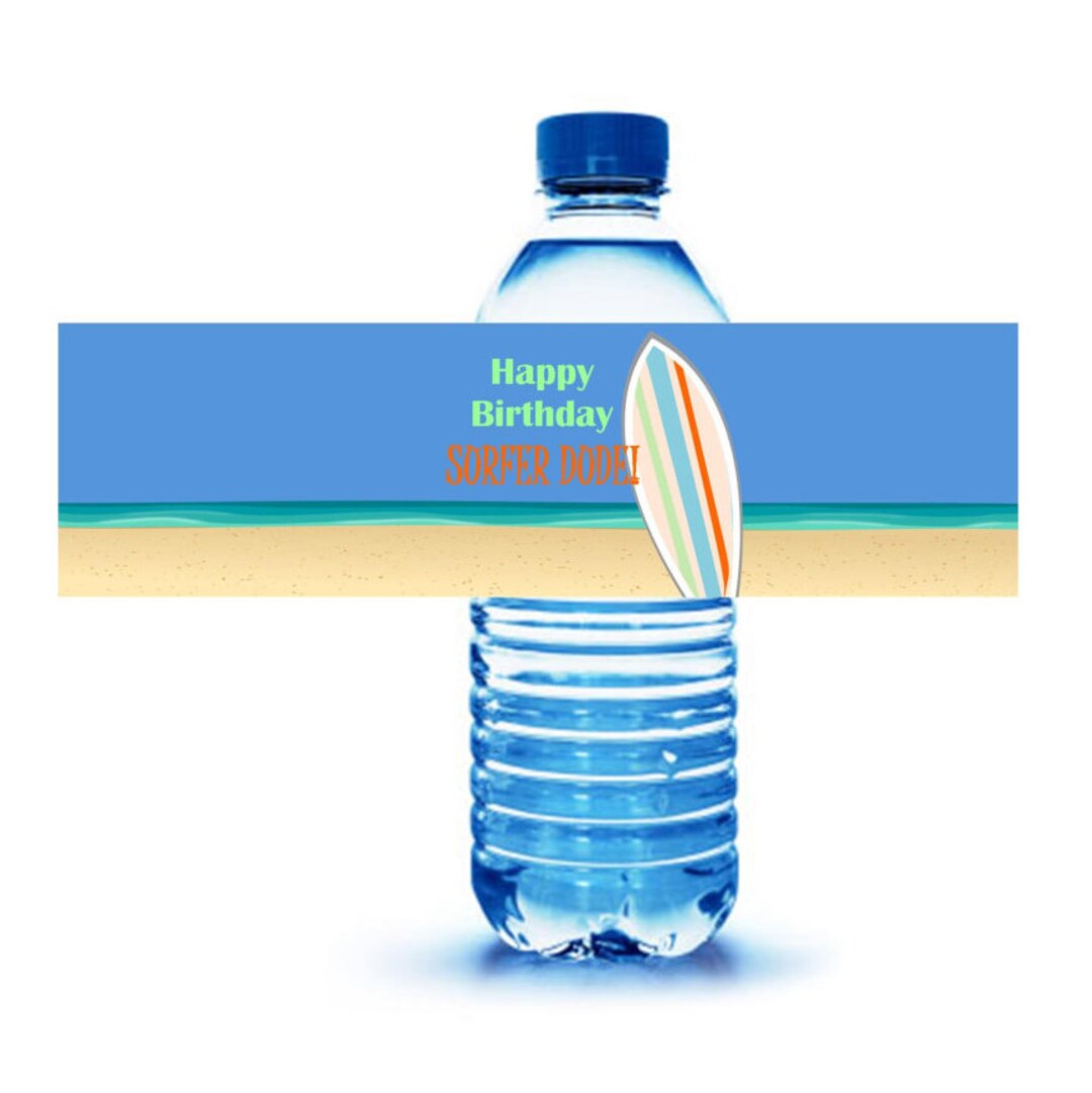 SURF THEME PARTY // Surfer Dude Party Labels // Water Bottle Party ...