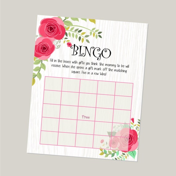 Printable Baby Shower Game // BINGO // Pink Flowers shower Bingo ...