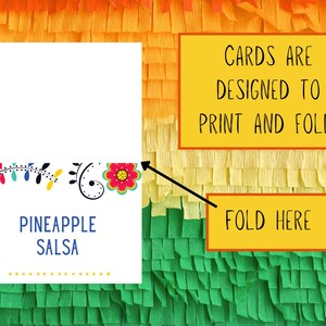 Food Label Cards - Place Card Holder - Fiesta - Mexican - Cinco De Mayo ...