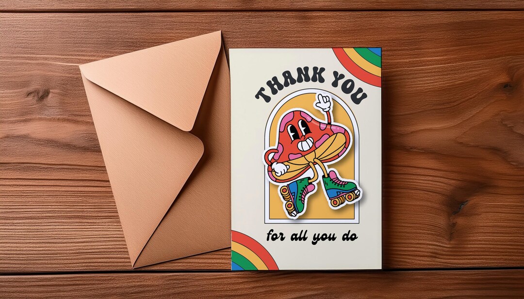 Groovy Thank You Card - Etsy
