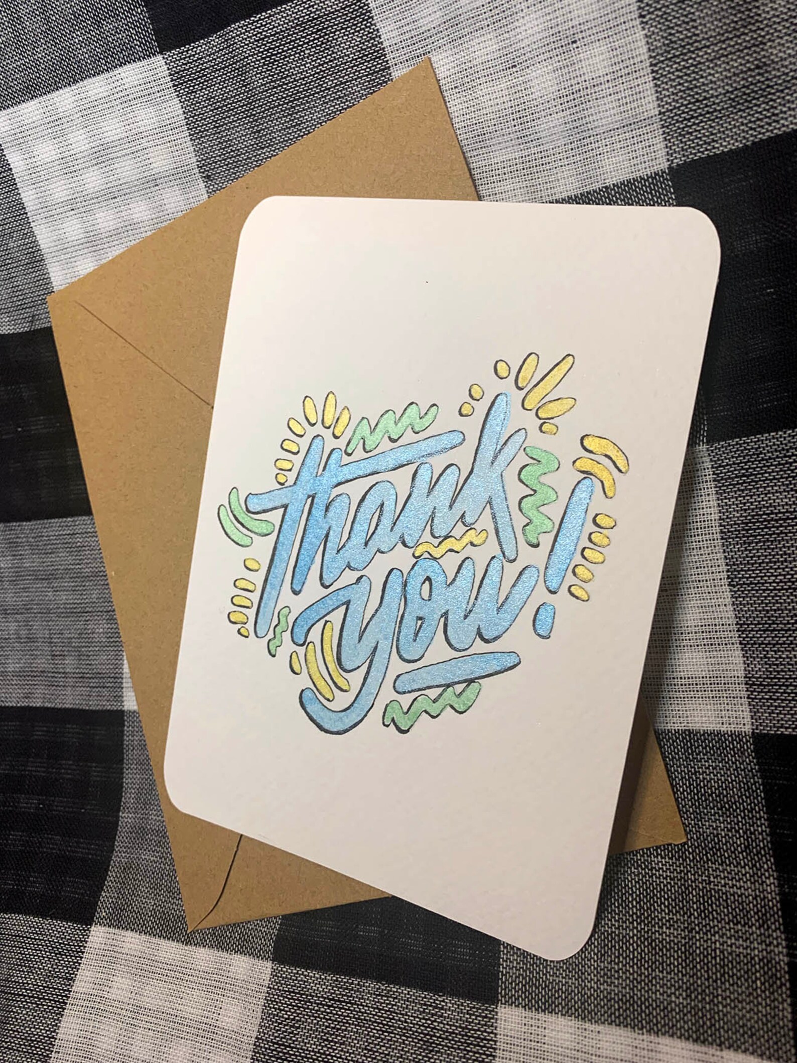 Metallic Watercolor Thank You Card - Etsy