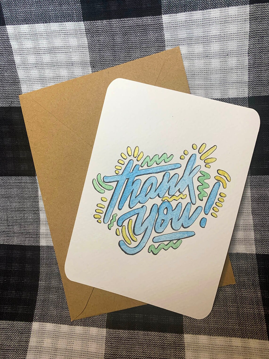 Metallic Watercolor Thank You Card - Etsy