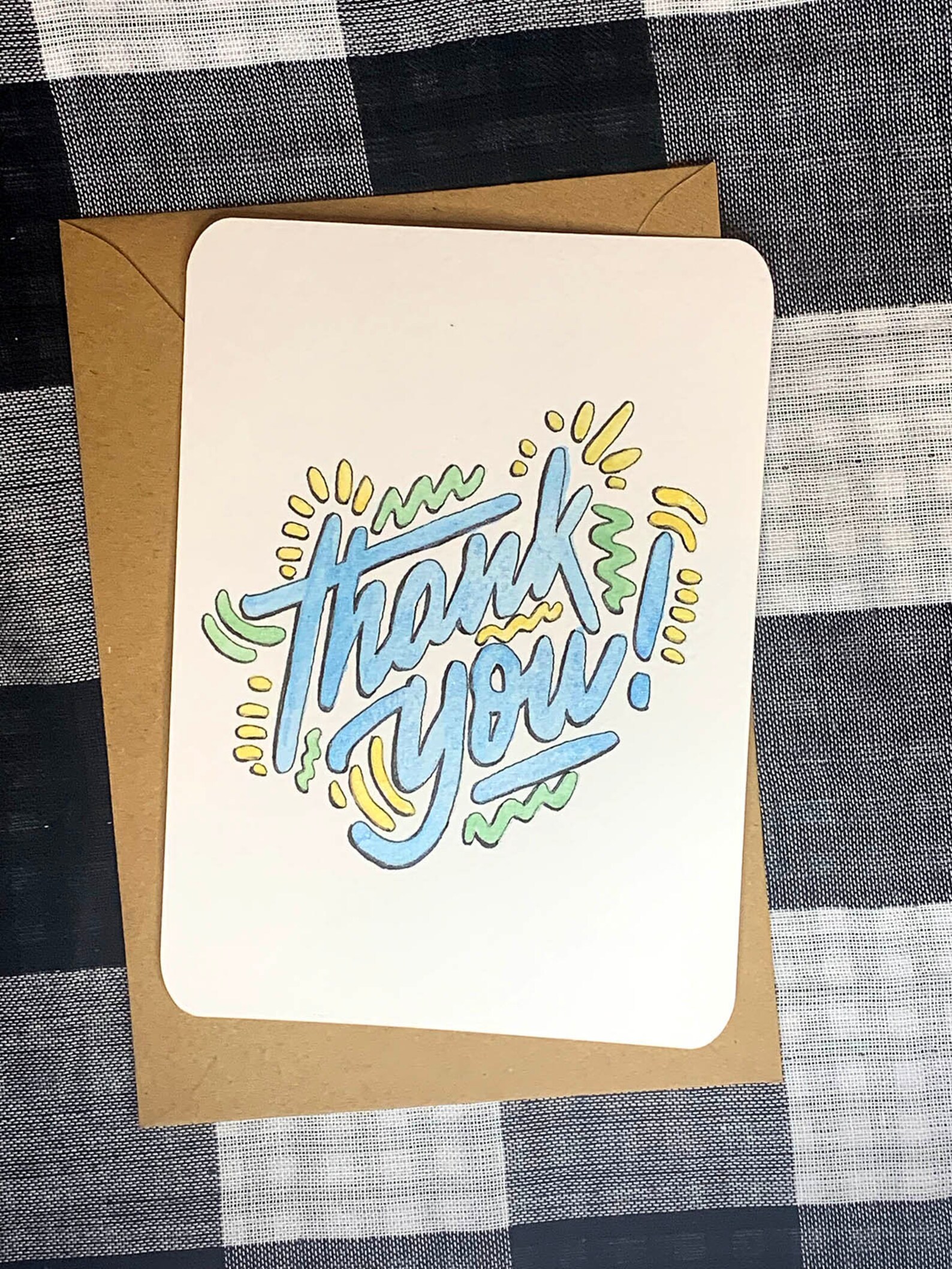 Metallic Watercolor Thank You Card - Etsy
