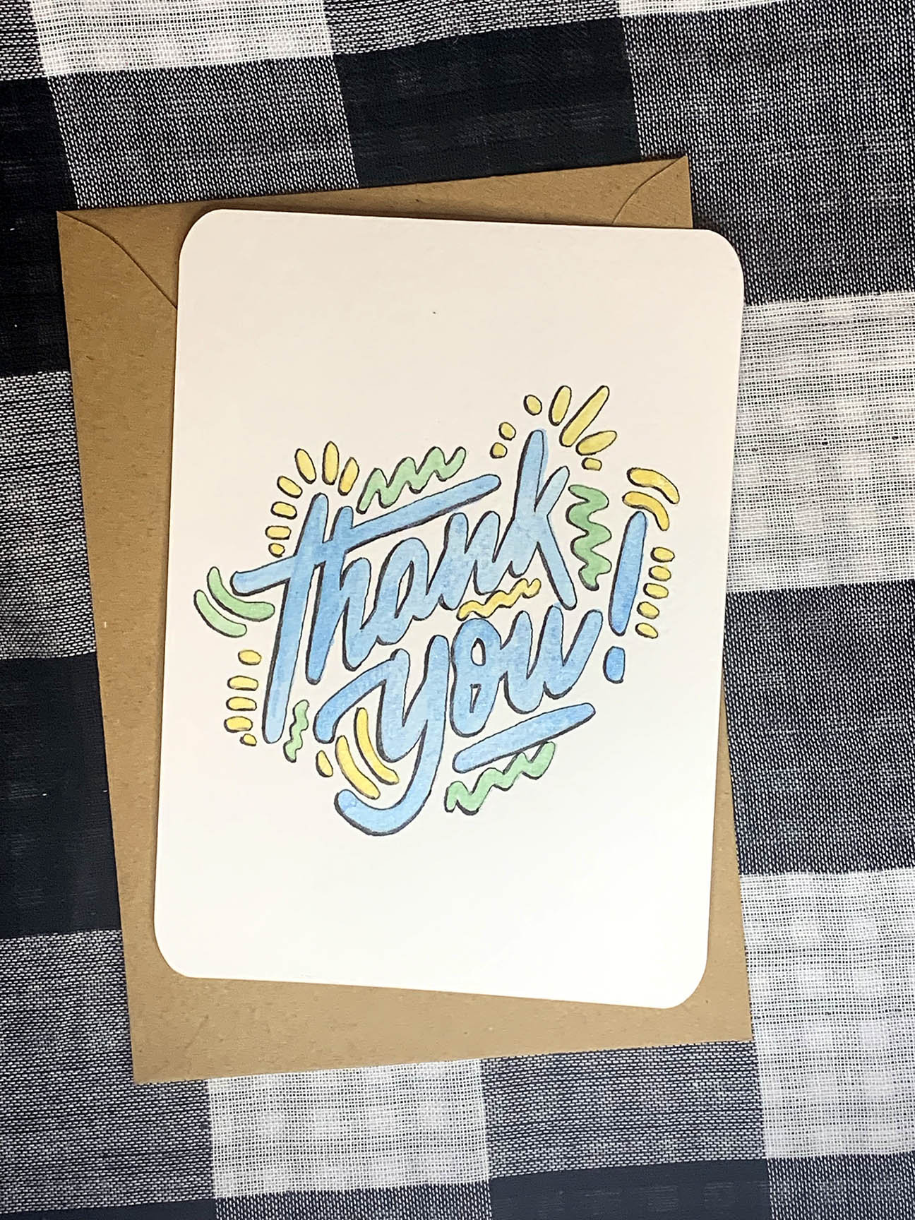 Metallic Watercolor Thank You Card - Etsy