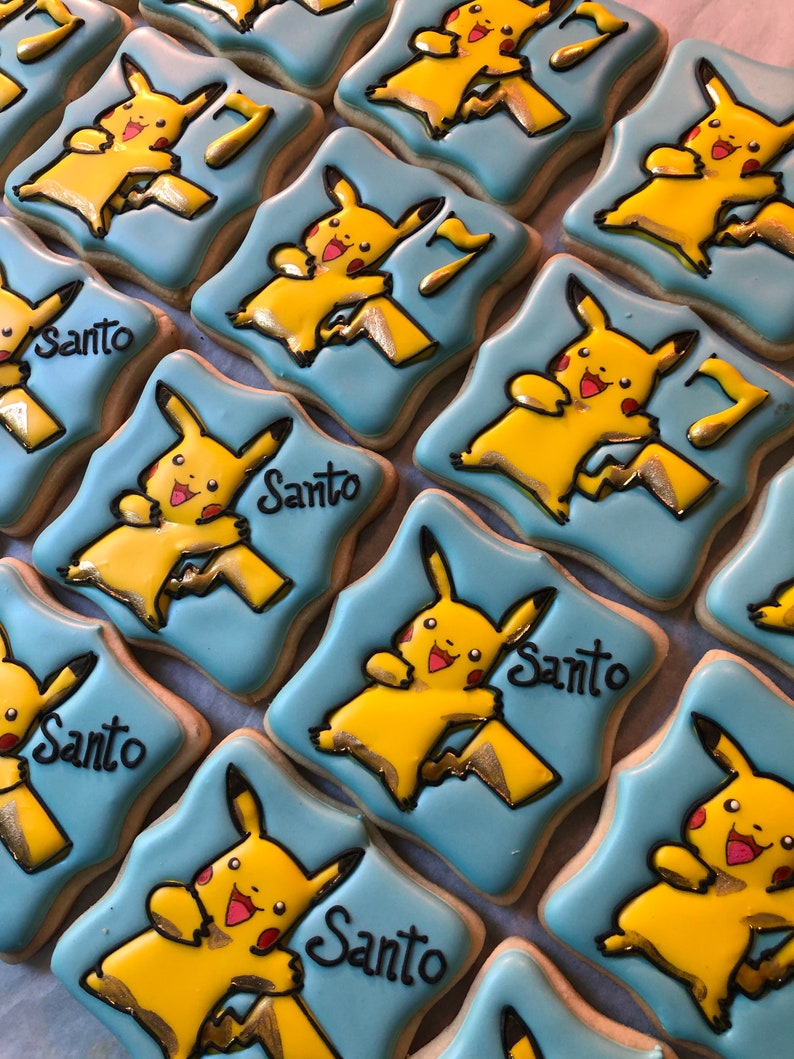 12 Pokemon Cookies Decorated Pikachu Cookies Pikachu Sugar | Etsy