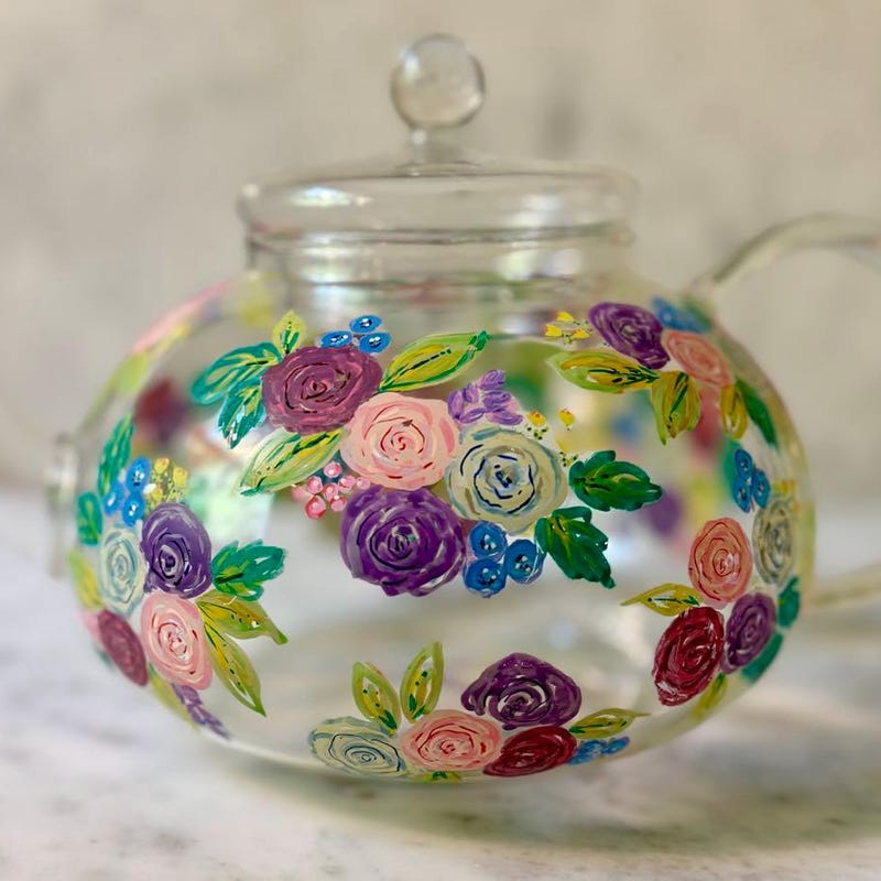Hand Painted Tea Pot - Etsy