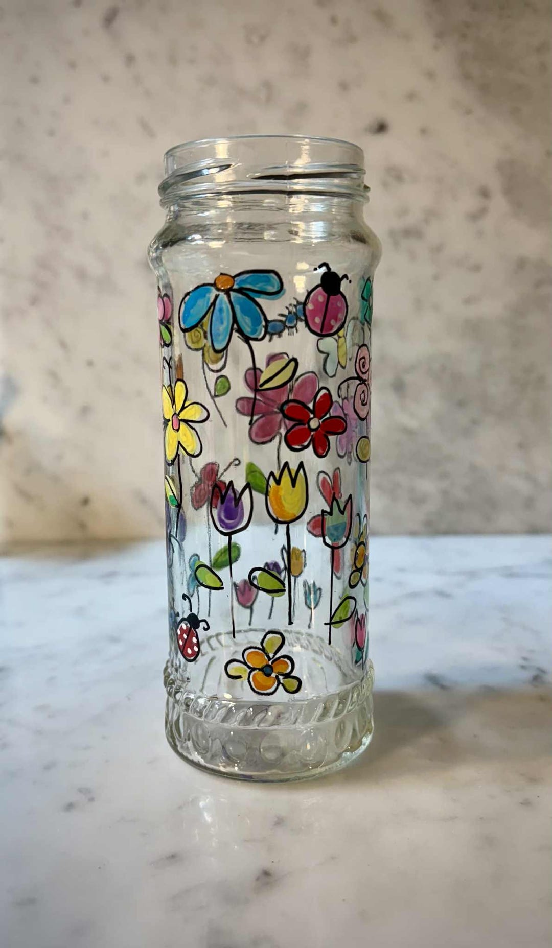 Hand Painted Whimsical Glass Vase - Little Birdie WHIMSY Series - Etsy