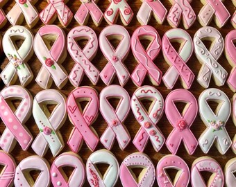 Pink Ribbon Cookies - Etsy