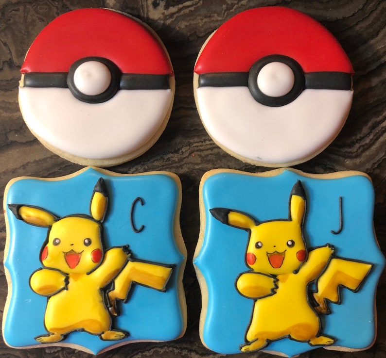 12 Pokemon Cookies Decorated Pikachu Cookies Pikachu Sugar | Etsy