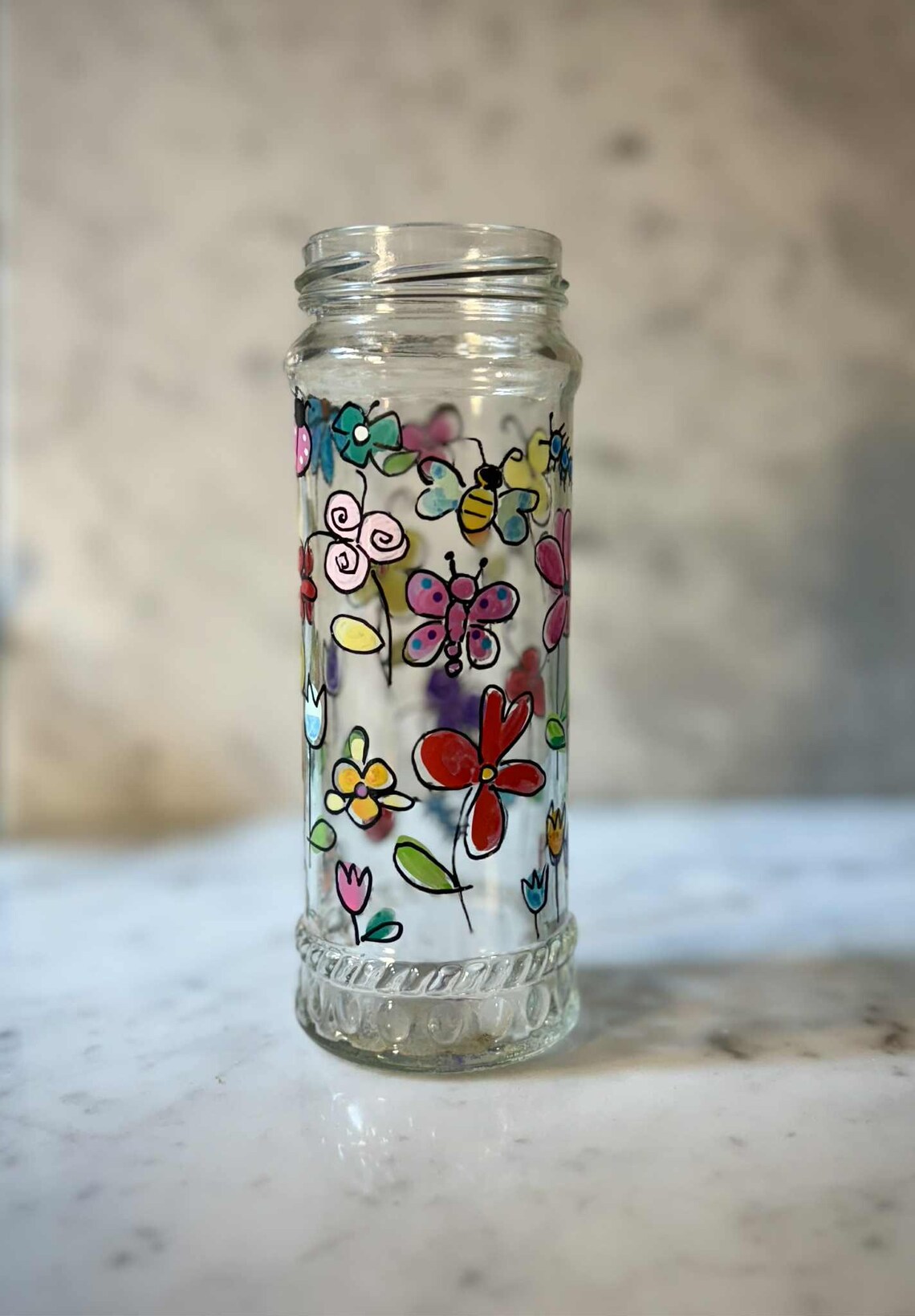 Hand Painted Whimsical Glass Vase - Little Birdie WHIMSY Series - Etsy