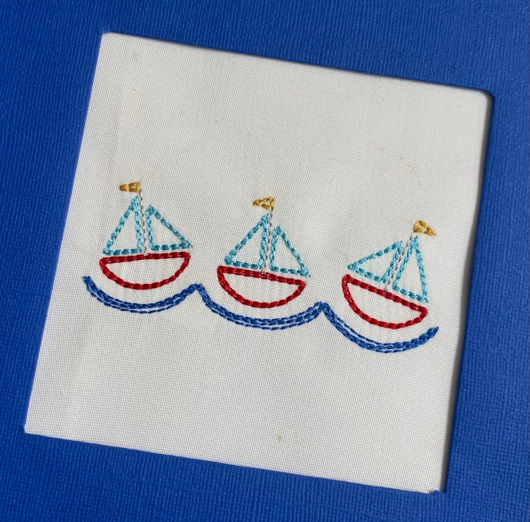 Sailboat Bean Stitch Embroidery Design,sailboat Embroidery Design ...