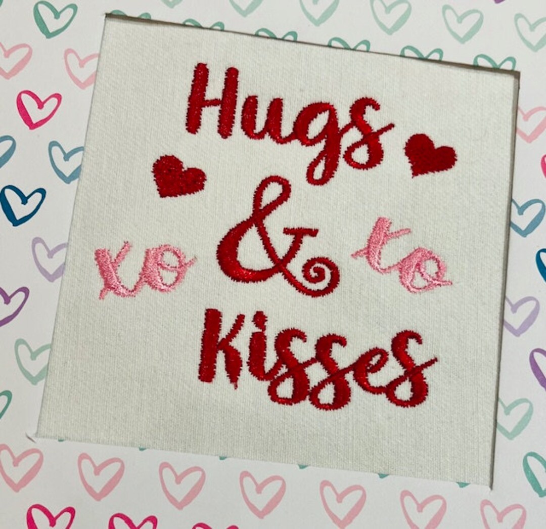 Valentine Embroidery,hugs and Kisses Embroidery Design,valentine ...