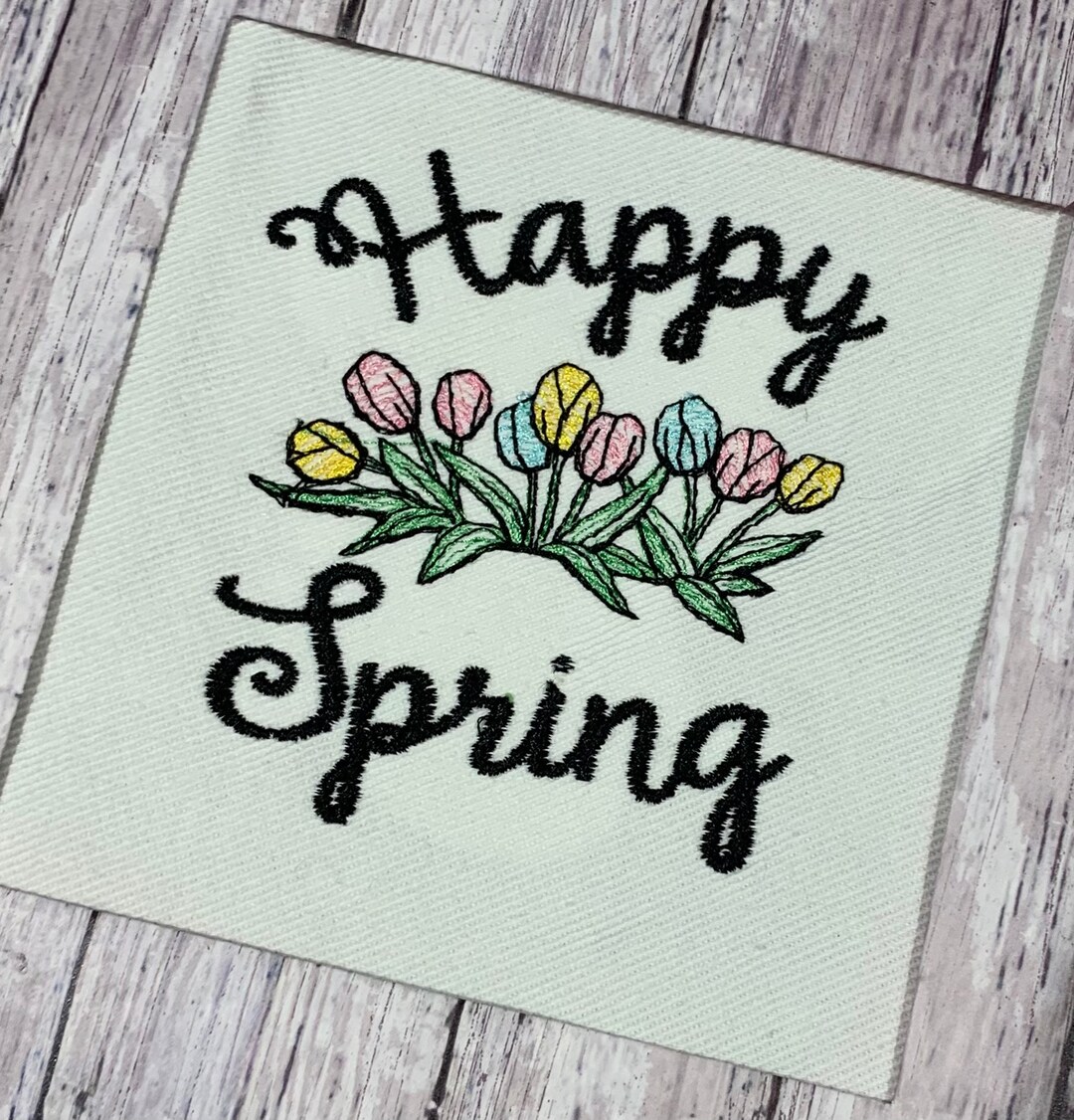 Happy Spring Embroidery Design,happy Spring Embroidery,spring ...