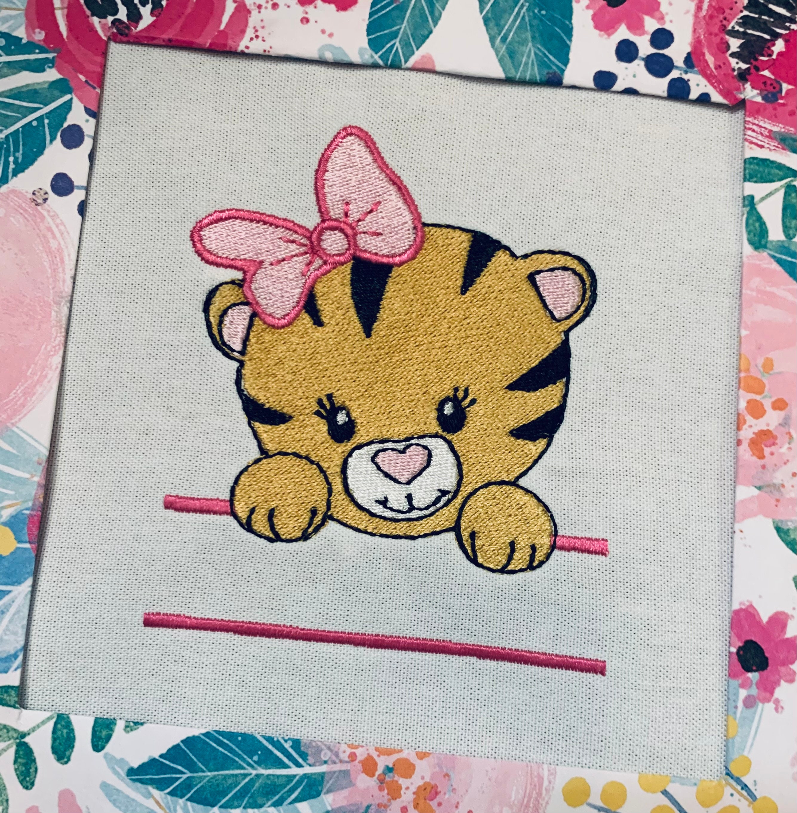 Girl Tiger Nameplate Embroidery Design,tiger Girl Nameplate Embroidery ...